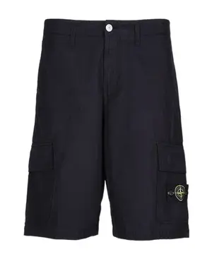Stone Island Logo Detail Cargo Shorts - Blue