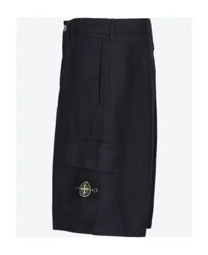 Stone Island Logo Detail Cargo Shorts - Blue