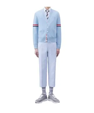 Thom Browne Virgin Wool Rwb Stripe Cardigan