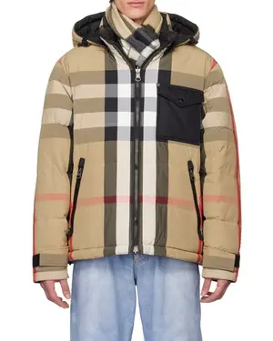 Burberry Checked Hooded Down Puffer Jacket