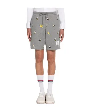Thom Browne Grey Cartoon Printed Drawstring Shorts
