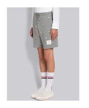Thom Browne Grey Cartoon Printed Drawstring Shorts