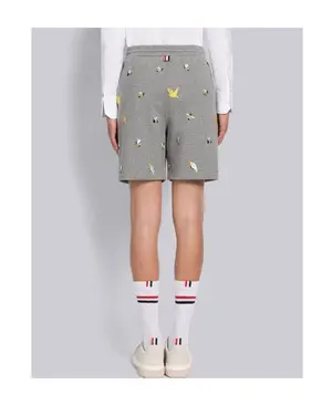 Thom Browne Grey Cartoon Printed Drawstring Shorts