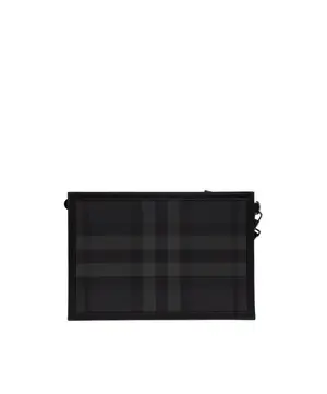 Burberry Frame Logo Plaque Checked Clutch Bag