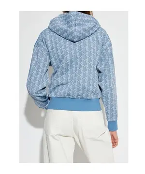 Lacoste Monogram-print Zip-up Hoodie - Blue