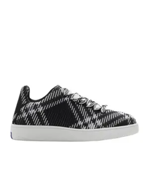 Burberry Checked Lace-up Sneakers - Black