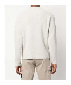 Stone Island Logo Patch Ribbed Knit Jumper - Grey
