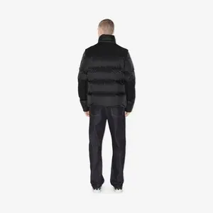 Burberry Hooded Down Coat With Removable Sleeves And Drawstring Hood