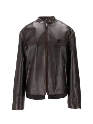 Miu Miu Long-sleeved Leather Jacket