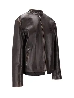 Miu Miu Long-sleeved Leather Jacket