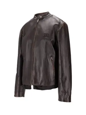 Miu Miu Long-sleeved Leather Jacket