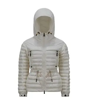 Moncler Down Jacket With Adjustable Hood And Drawstring Waist - White