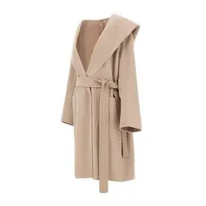 Max Mara Hooded Wool Coat - Nude