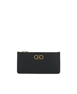 FERRAGAMO Gancini Zipped Credit Card Holder - Black
