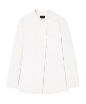 Emporio Armani Asymmetrical Fastening Crewneck Jacket - Light Brown
