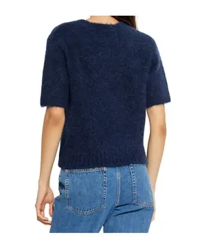 SAMSOE SAMSOE Knitted Crew Neck Short Sleeve Top - Black