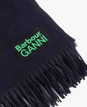 Barbour X Ganni Logo-patch Wool Scarf