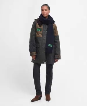 Barbour X Ganni Logo-patch Wool Scarf