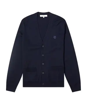 Maison Kitsuné Fox Head Patch Knit Cardigan - Black
