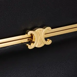 Celine Rectangle In Supple Calfskin With Gold Trim