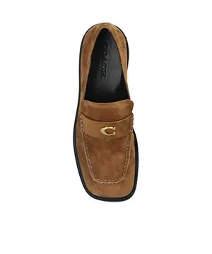 COACH Suede Block Heel Loafers - Coconut