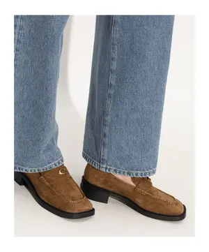 COACH Suede Block Heel Loafers - Coconut
