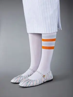 Thom Browne Striped Cotton Ballerina Flats
