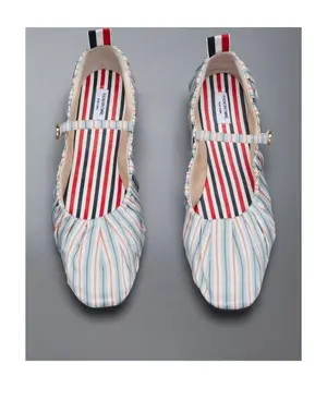 Thom Browne Striped Cotton Ballerina Flats