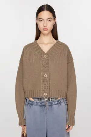 Acne Studios V-neck Buttoned Cardigan With Embroidered Logo