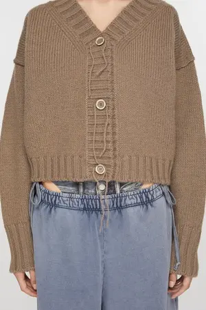 Acne Studios V-neck Buttoned Cardigan With Embroidered Logo