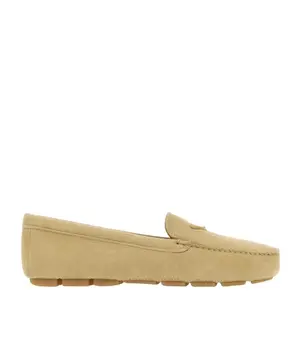 Prada Round Toe Suede Loafers