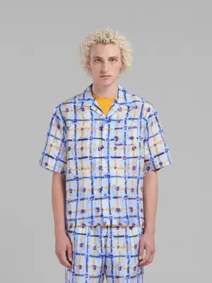 Marni Light Habotai Silk Bowling Shirt With Saraband Print