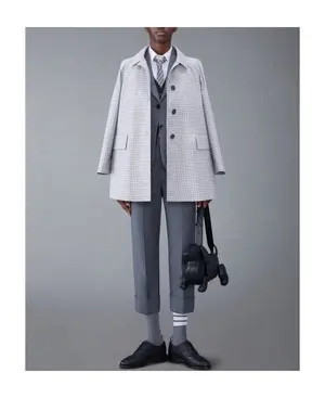 Thom Browne Check-pattern Buttoned Coat
