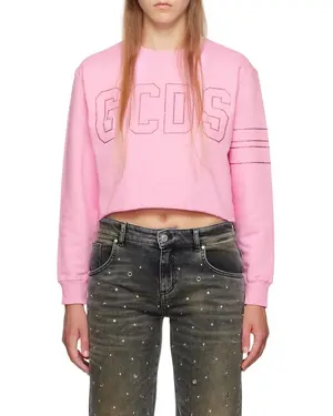 Gcds Embellished Logo Cropped Sweater