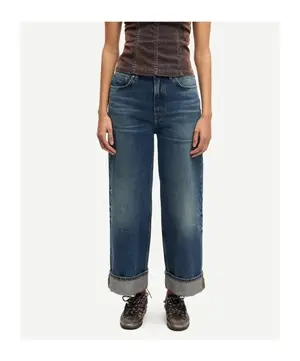 SAMSOE SAMSOE Wide Leg Faded Turn-up Jeans
