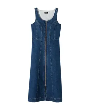 A.p.c. Sleeveless Denim Maxi Dress With Two-way Zipper