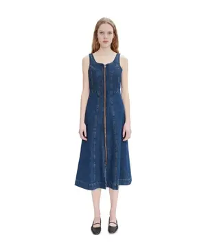 A.p.c. Sleeveless Denim Maxi Dress With Two-way Zipper
