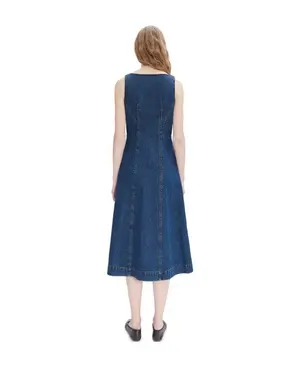 A.p.c. Sleeveless Denim Maxi Dress With Two-way Zipper