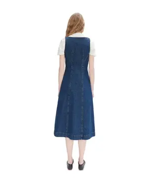 A.p.c. Sleeveless Denim Maxi Dress With Two-way Zipper