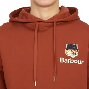 Barbour X Maison Kitsuné Fox Head Embroidered Hoodie - Red