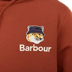 Barbour X Maison Kitsuné Fox Head Embroidered Hoodie - Red