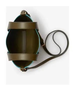 Burberry Checked Canvas Bucket Bag With Leather Details