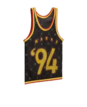 Marni Logo Printed Mesh Tank Top