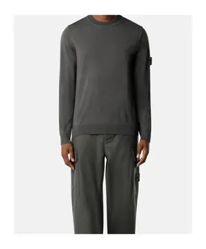 Stone Island Compass Patch Crewneck Jumper - Dark Gray