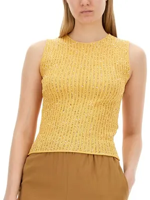 Fabiana Filippi Sequin-embellished Ribbed-knit Tank Top