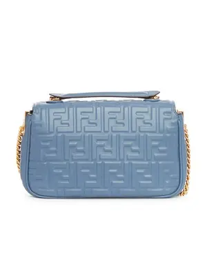 Fendi Nappa Leather Baguette Chain Bag - Blue