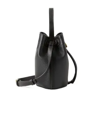 Burberry Logo Plaque Drawstring Bucket Bag - Black