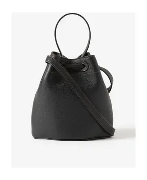 Burberry Logo Plaque Drawstring Bucket Bag - Black