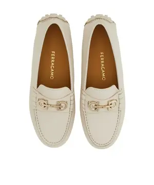 FERRAGAMO Gancini Detail Loafers - White