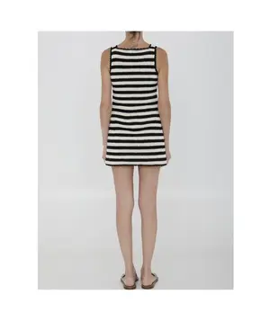Celine Triomphe Crocheted Cotton Striped Mini Dress